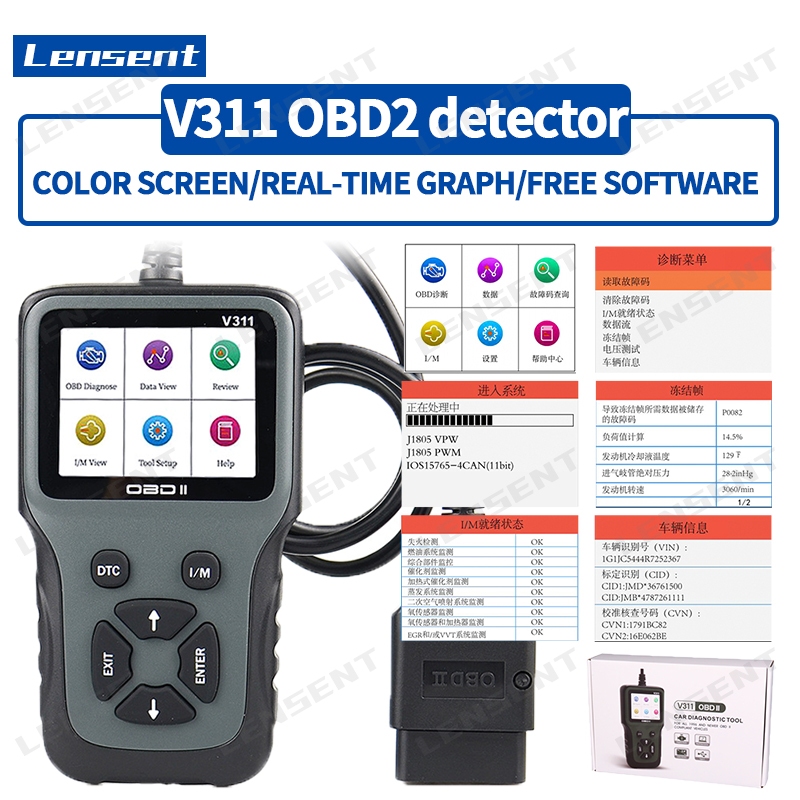Lensent V311 OBD2 Lector De Códigos De Coche Herramienta De Escaneo ...