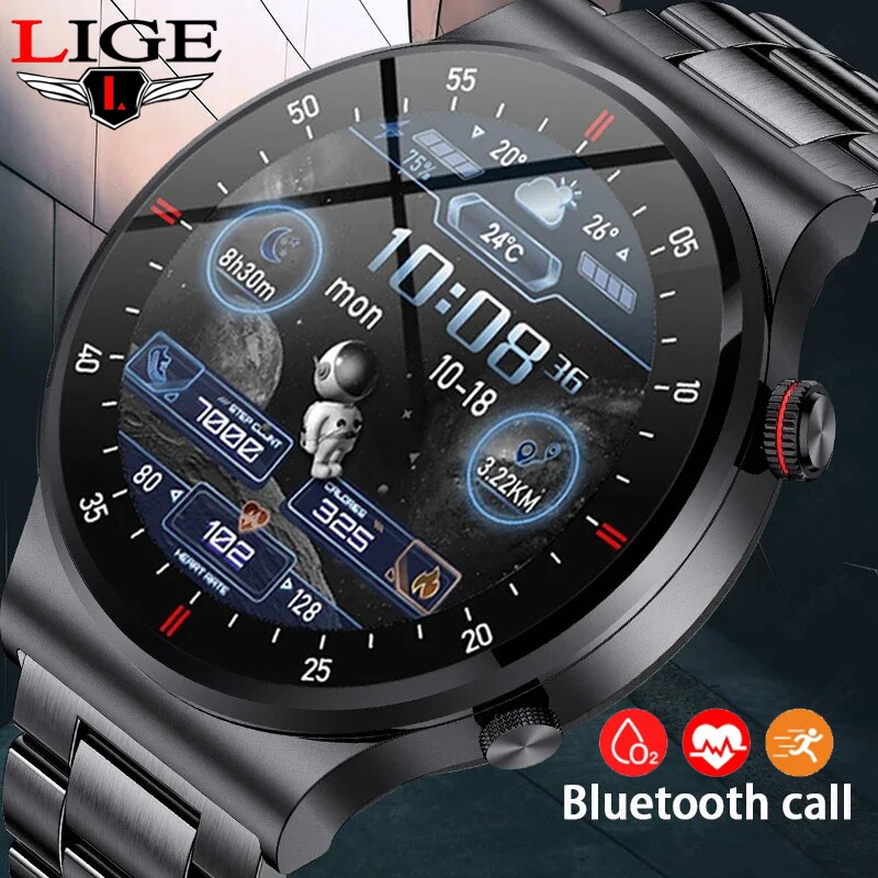 Reloj inteligente LIGE de negocios para hombres reloj de carga inalámbrica con llamada Bluetooth ...