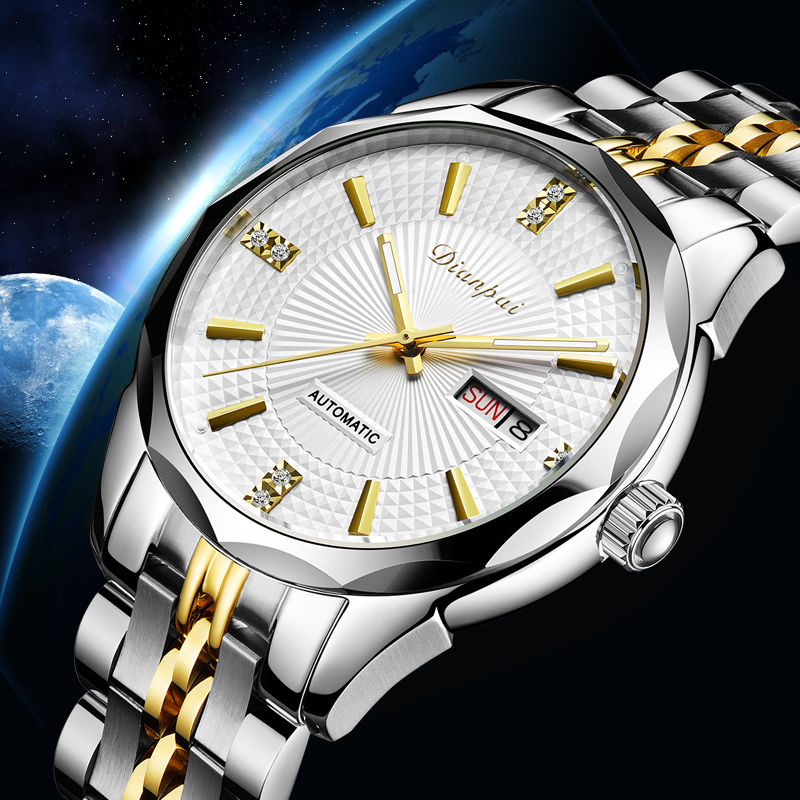 DIANPAI Auténtico Reloj Mecánico Totalmente Automático Noche Brillo Impermeable De Los Hombres ...