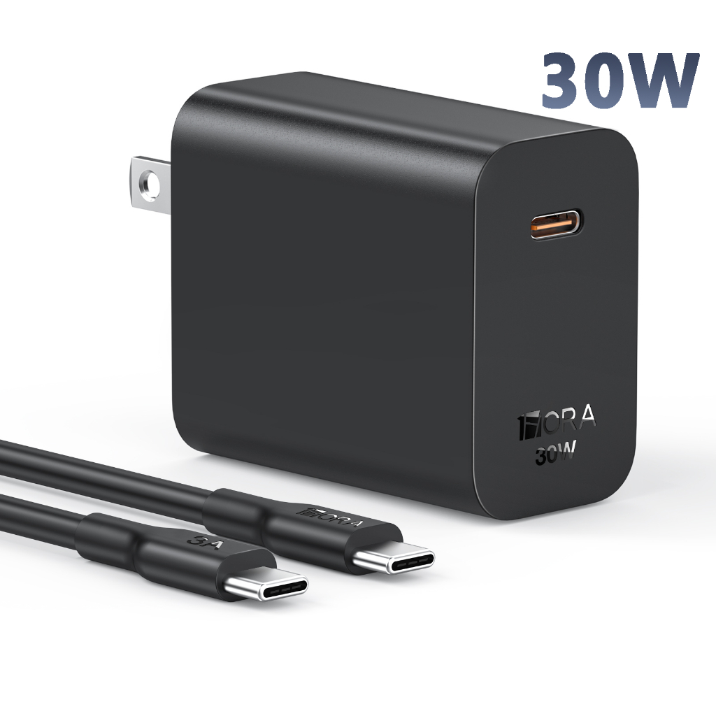 1Hora 30W PD Cargador USB C Tipo C con cable Adaptador De Carga Rápida USB para Android iOS ...