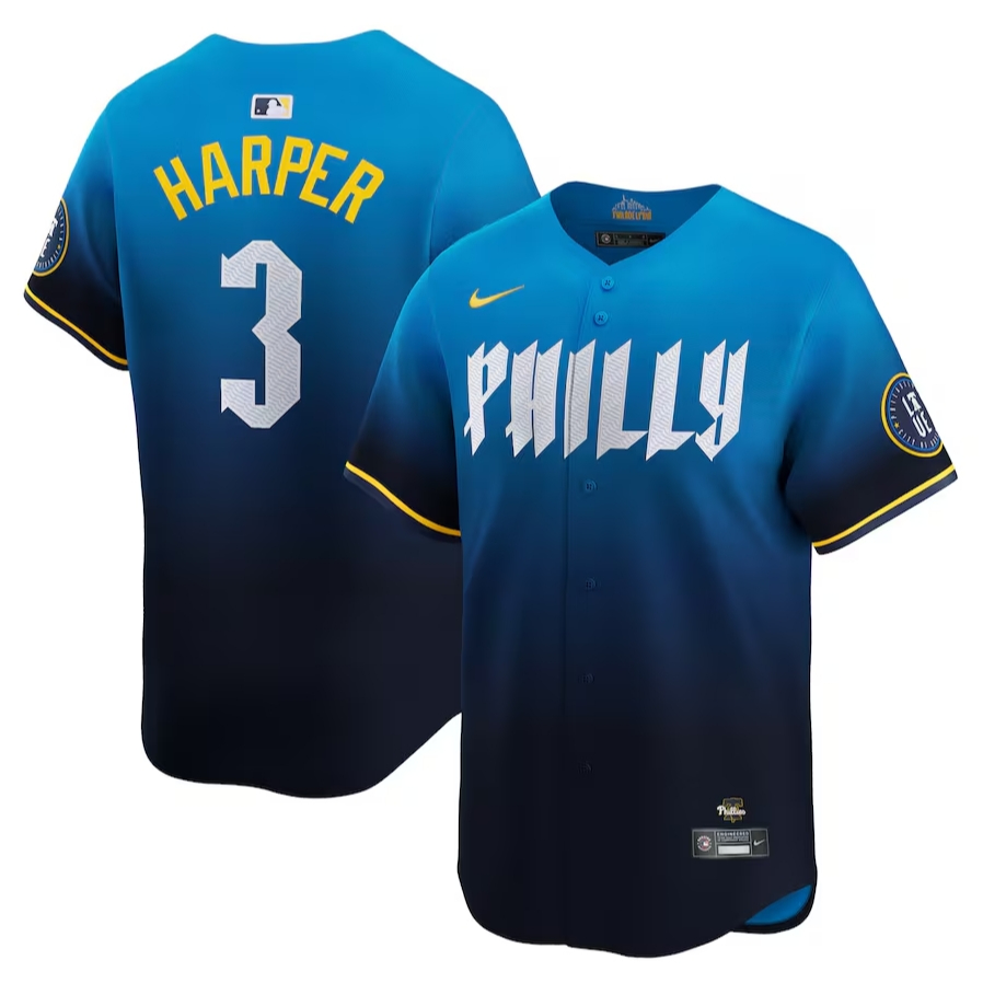 Camiseta MLB Philadelphia Phillies Bryce Harper Regata Azul 2023-24 ...