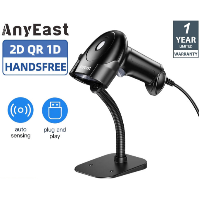 Anyeast Escáner De Código De Barras Con Soporte USB Con Cable De Inventario 2D 1D QR Escáneres ...