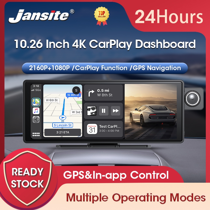 Jansite Dash Cam 10.26 Ultra HD 4K Control De Voz Cámara Frontal Y ...