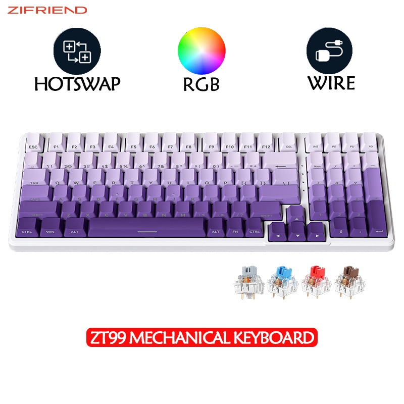 ZIFRIEND ZT99 Teclado Mecánico Hotswap RGB/Luz Blanca Para Juegos Con ...