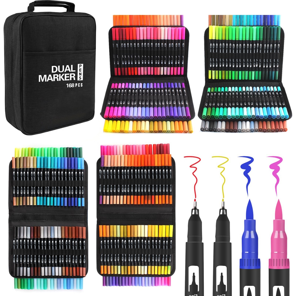 [Envíos desde Méxicol] 72/100/120/168 Colores Marcadores De Doble Punta ...