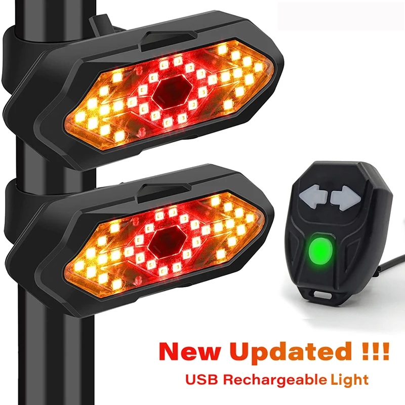 Luz De Señal De Giro De Bicicleta Inalámbrico Control Remoto USB ...