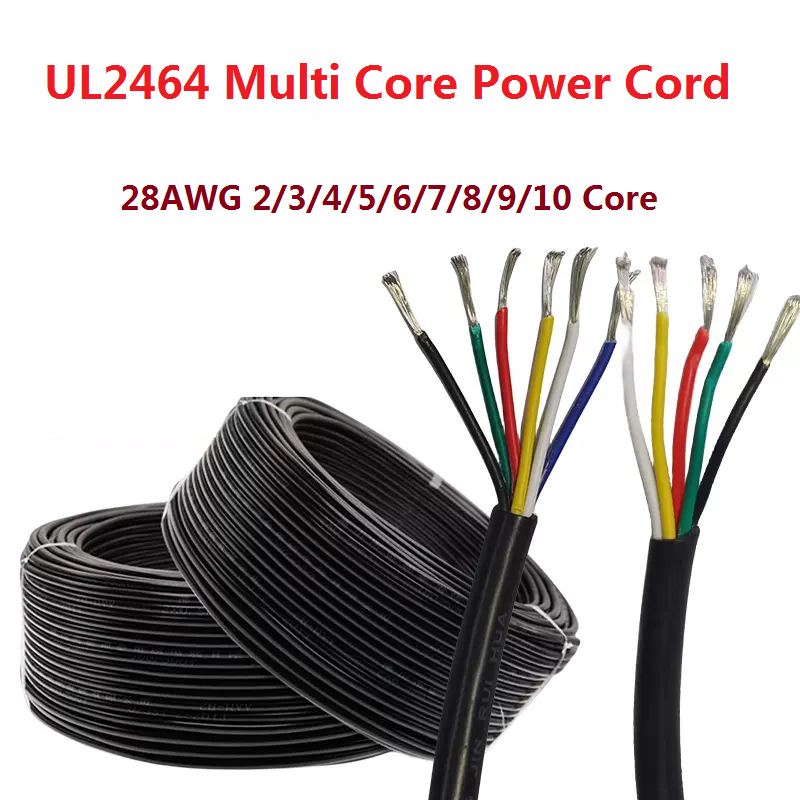 UL2464 Cable De Alimentación Enfundado Multinúcleo 28AWG 2/3/4/5/6/7/8/9/10Core Control De Señal ...