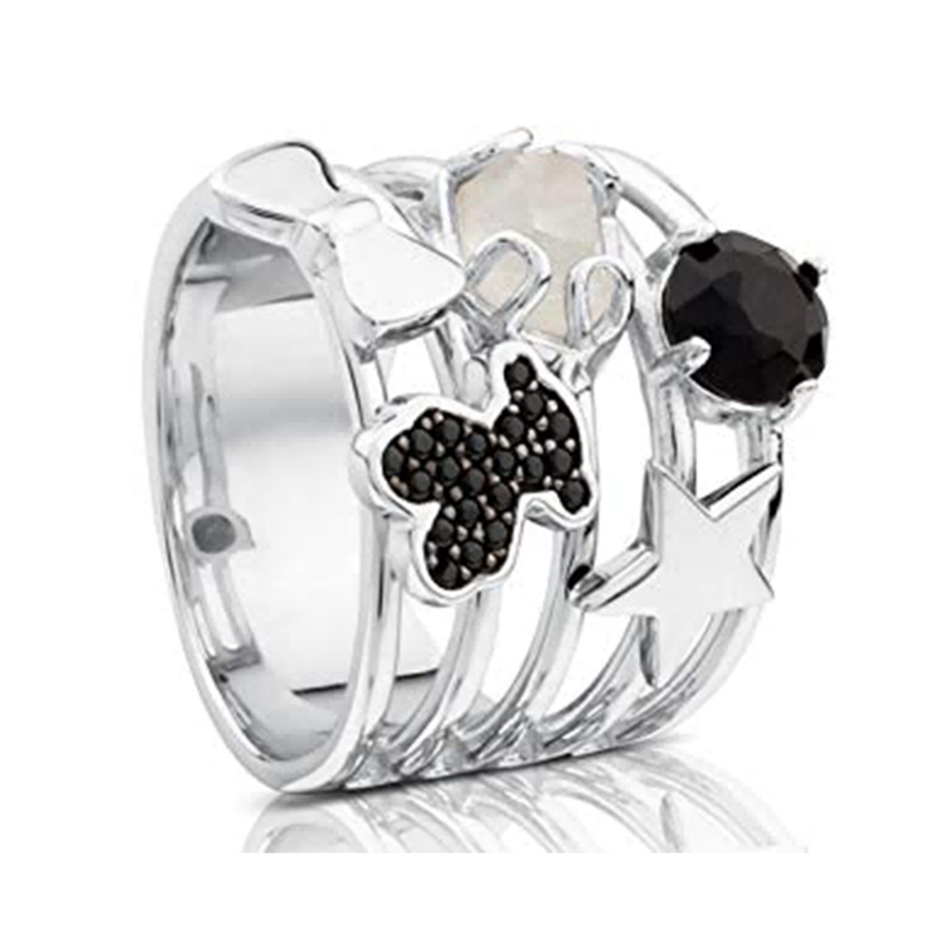 S9225 Material Tous Marca Oso Negro Anillo De Plata Lindo Dulce Forma ...