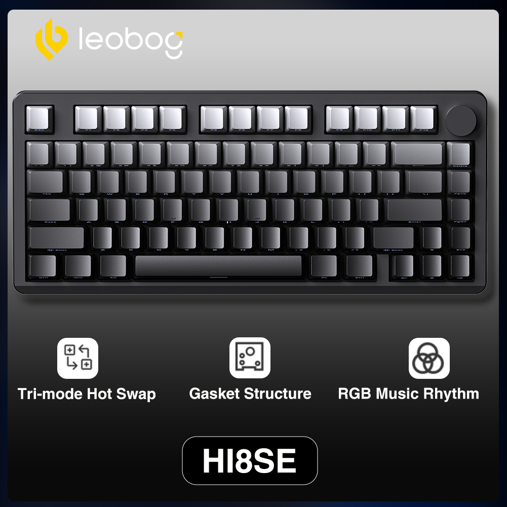 AULA LEOBOG Hi8SE Teclado De Aluminio CNC Tri-Modo Conectar La Tecla Completa Hot Swappable ...