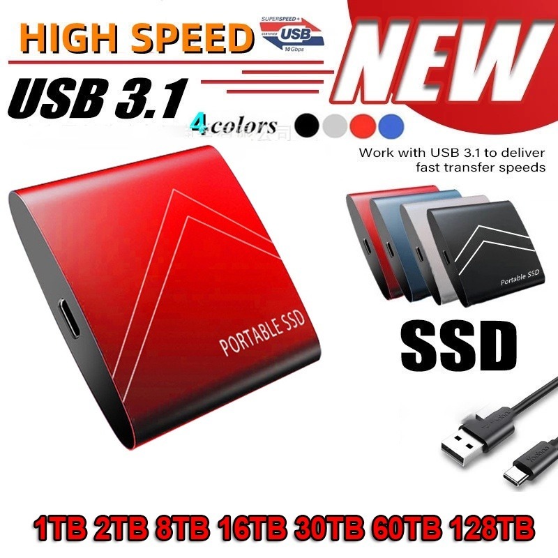 SSD Portátil Original 1TB 2TB 8TB 16TB 30TB 60TB 128TB USB 3.1 Unidad De Estado Sólido Móvil De ...