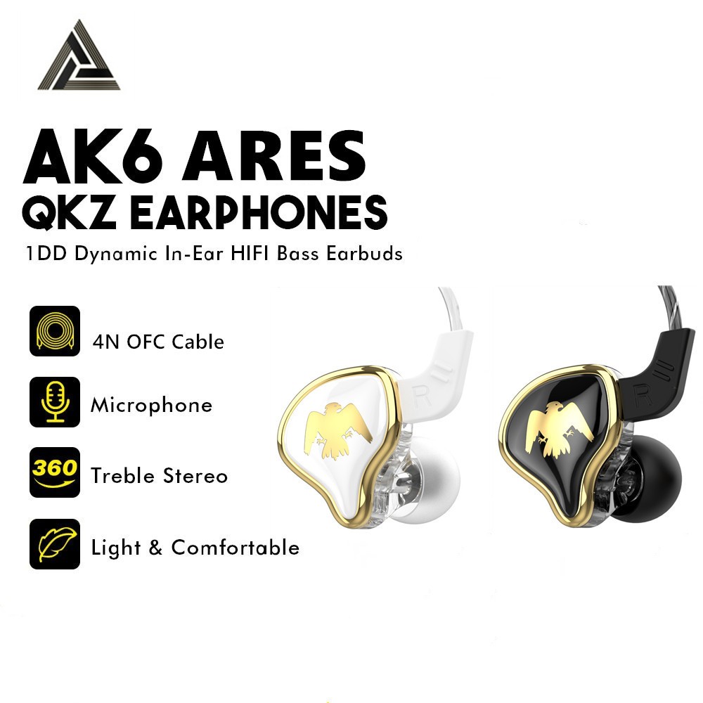QKZ AK6 Ares 1DD Dinámico HIFI Música Deporte Auriculares En El Oído De ...