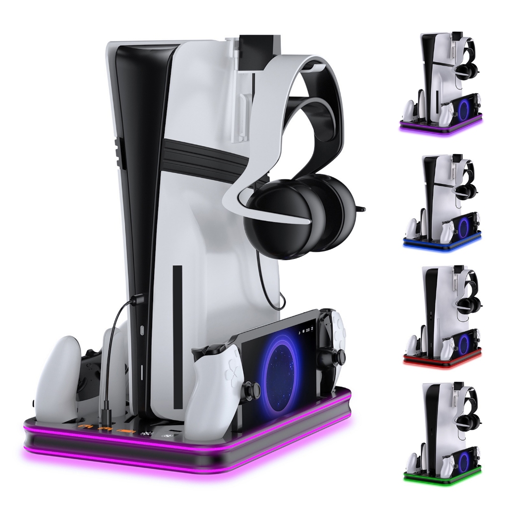 Soporte De Refrigeración LED RGB Multifuncional Con Doble Controlador Y Carga De Portal PS5 Para ...