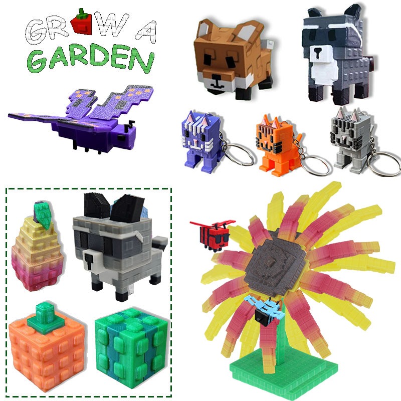 2025 Grow A Garden Mapache Impreso En 3D , Zorro , Libélula , Girasol ...