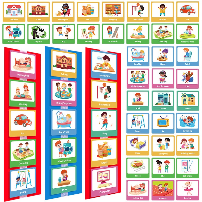 60 Pcs Kids Visual Schedule Cards Tabla De Rutina Diaria Tarjetas De ...