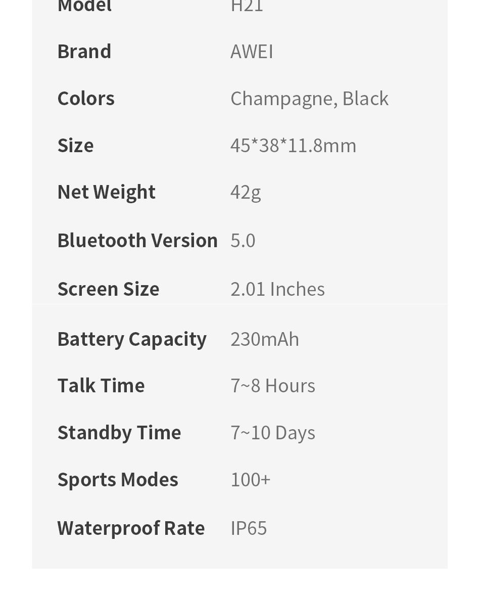 Awei H21 Smartwatch Original 2.01inch Pantalla Táctil Completa 100 ...