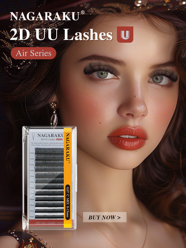 NAGARAKU Forma De U YY 2D UU Suave Luz Natural Extensiones De Pestañas ...