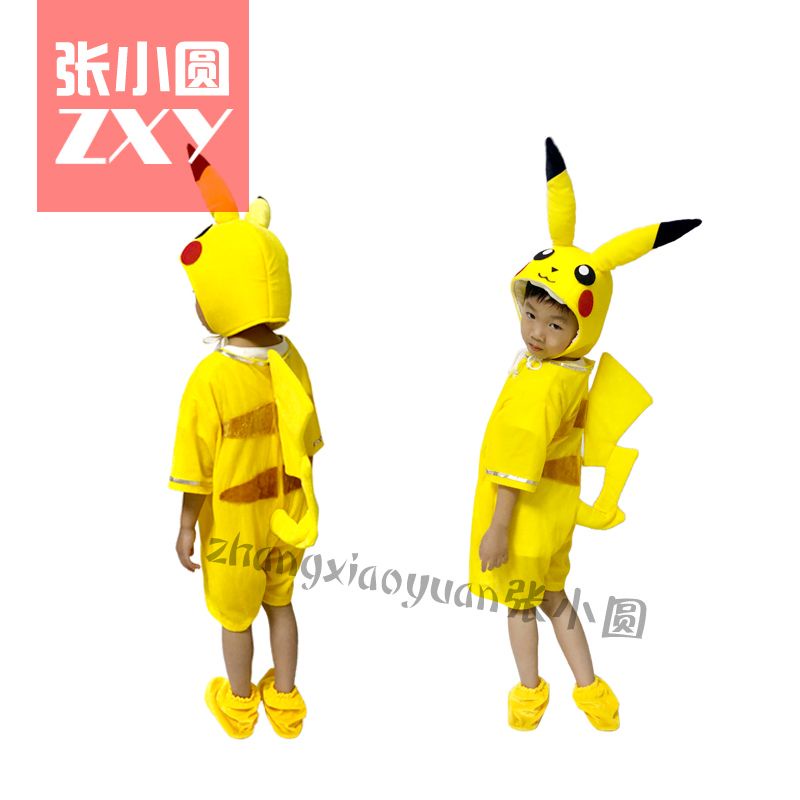 儿童 宠物 小 精灵 卡通 皮 卡 丘 cosplay 成人 亲 子 走 秀 舞 拧 舞台 表演 服装 Niños De Dibujos ...