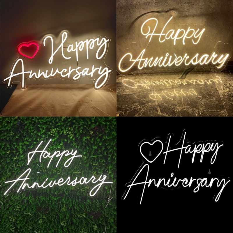 Feliz Aniversario Letrero De Neón Personalizado LED Luces Para ...