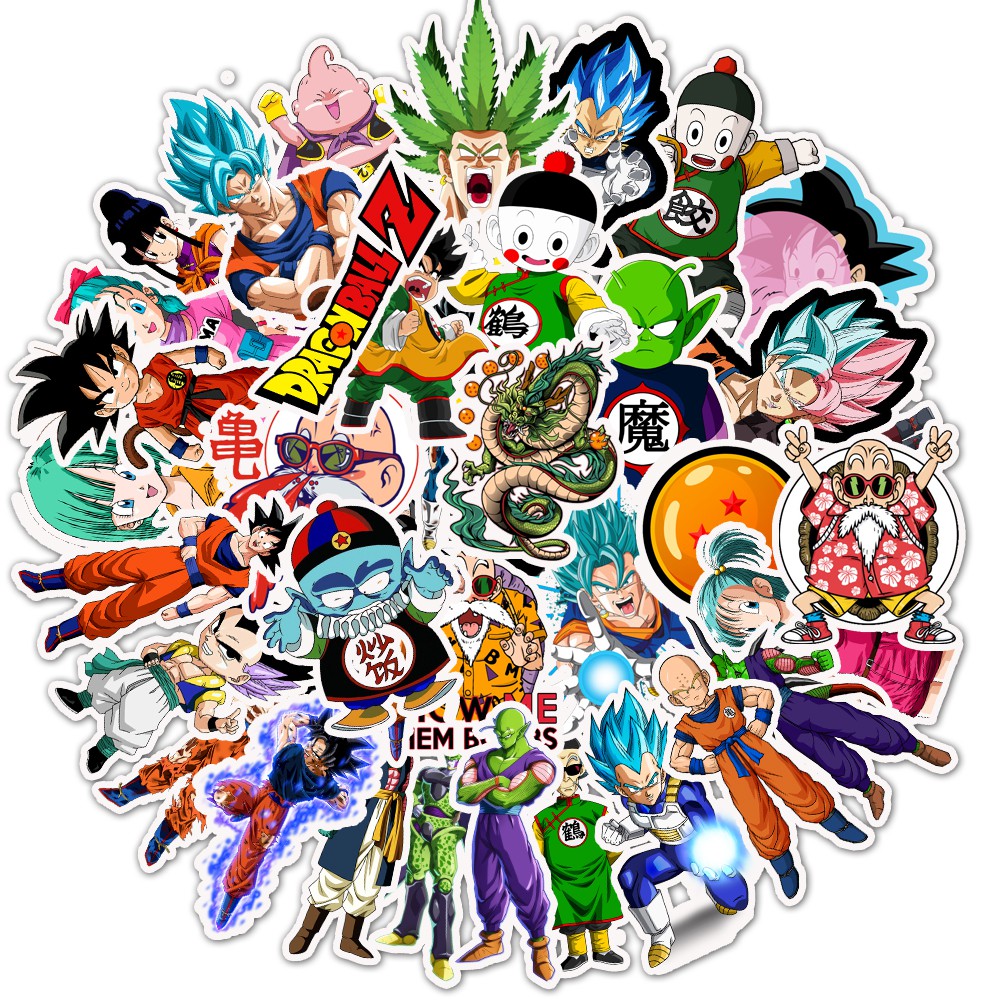 50Pcs Cartoon Dragon Ball Waterproof Sticker Skateboarding Snowboard ...