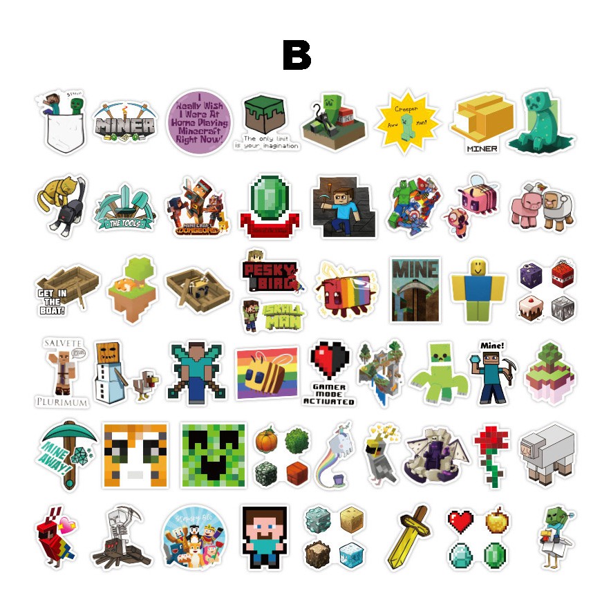 50 Pegatinas Impermeables De Dibujos Animados De Minecraft Para ...