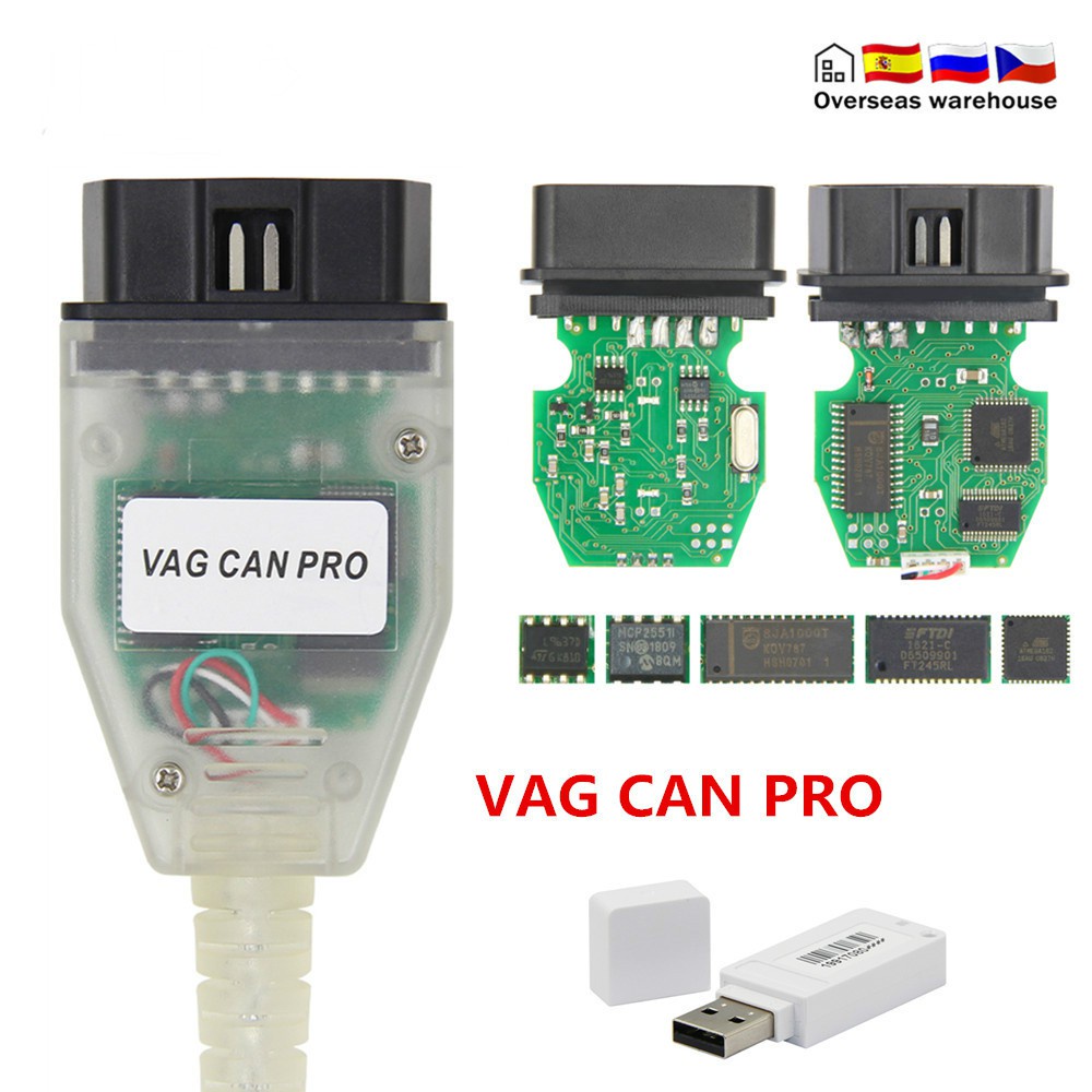 VAG Can PRO V5.5.1 Con Chip FTDI FT245RL Interfaz De Diagnóstico VCP OBD2 Cable USB Soporte Bus ...