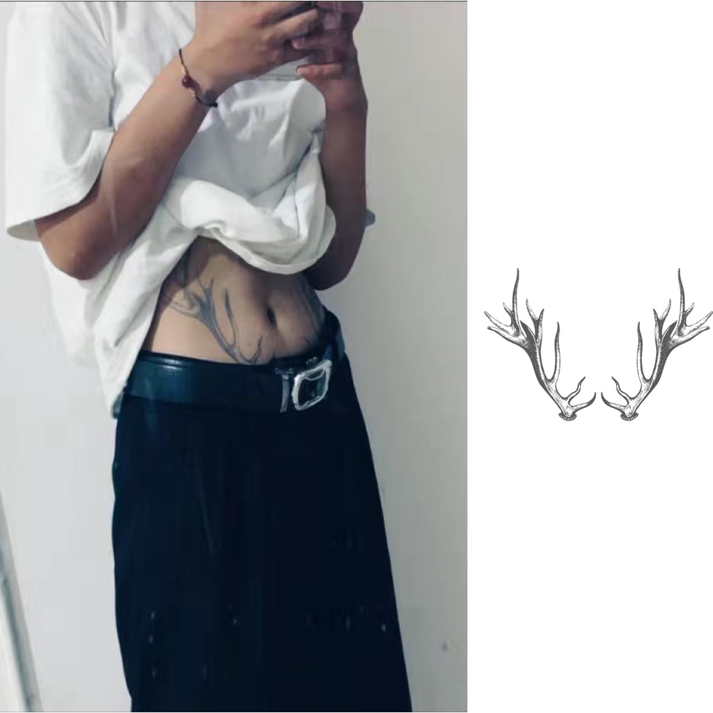 Cuernos De Alce Temporal Tatuaje Impermeable Flash Cuerno Hombres ...