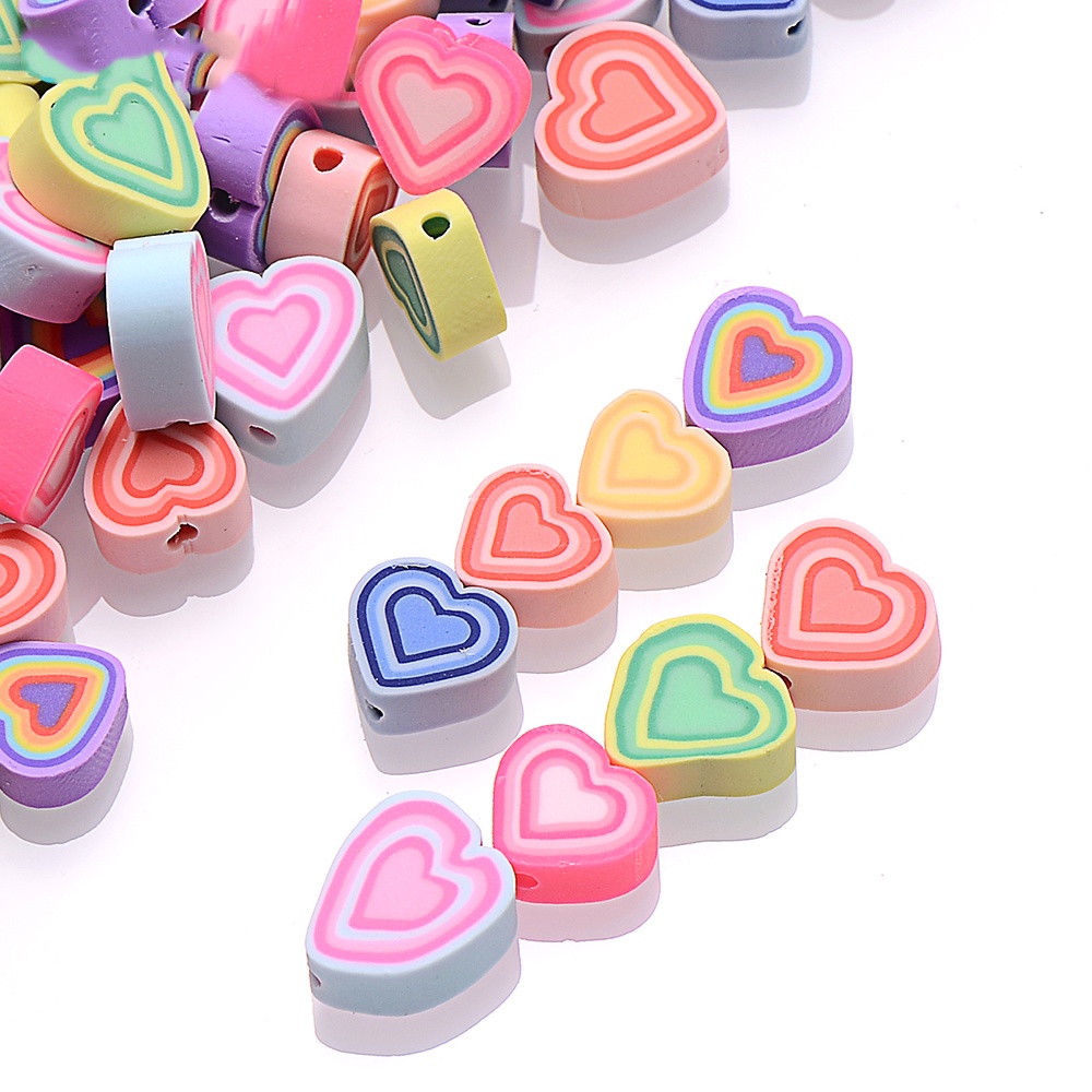 100 Pzs Perlas De Arcilla En Forma De Corazón Coloridas Melaleuca ...