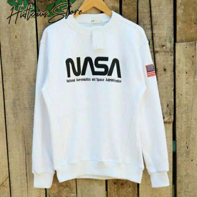 H&M sudadera con cuello redondo impreso blanco Nasa H&M suéter | Shopee México