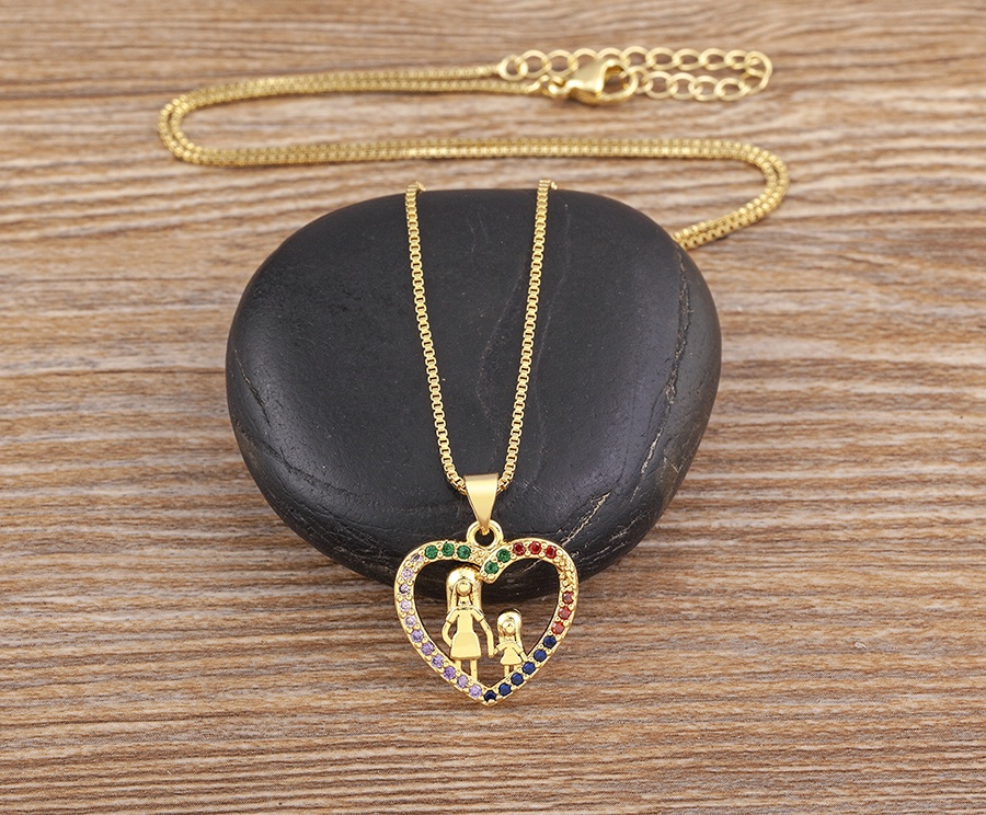Collar De Circón Colorido Corazón De Familia Para Niños Regalo Del Día ...