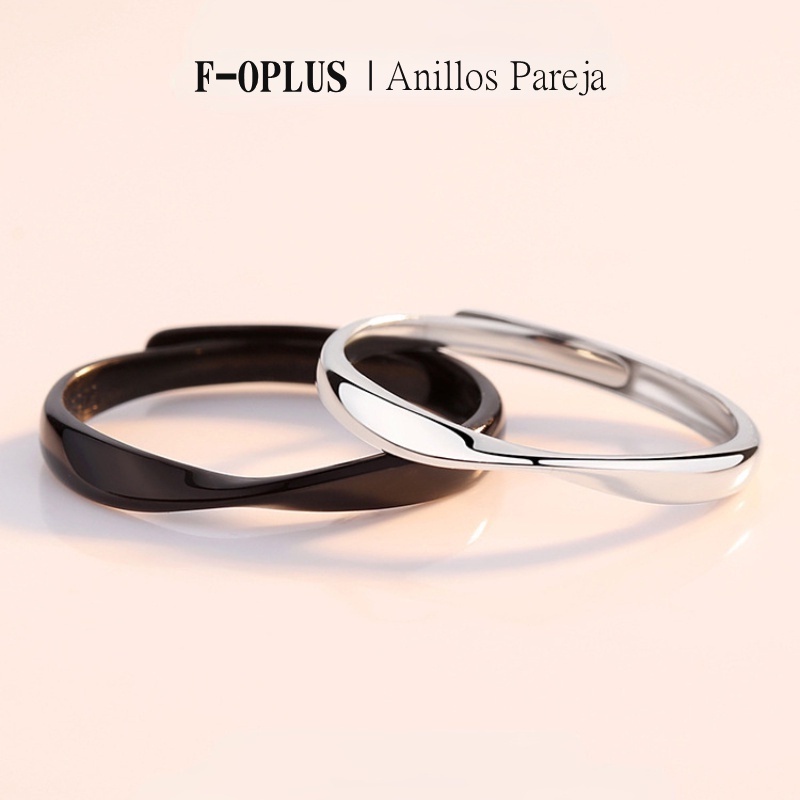 F-OPLUS | Anillos de Pareja Moebius Ajustable Anillo de Blanco y Negro ...