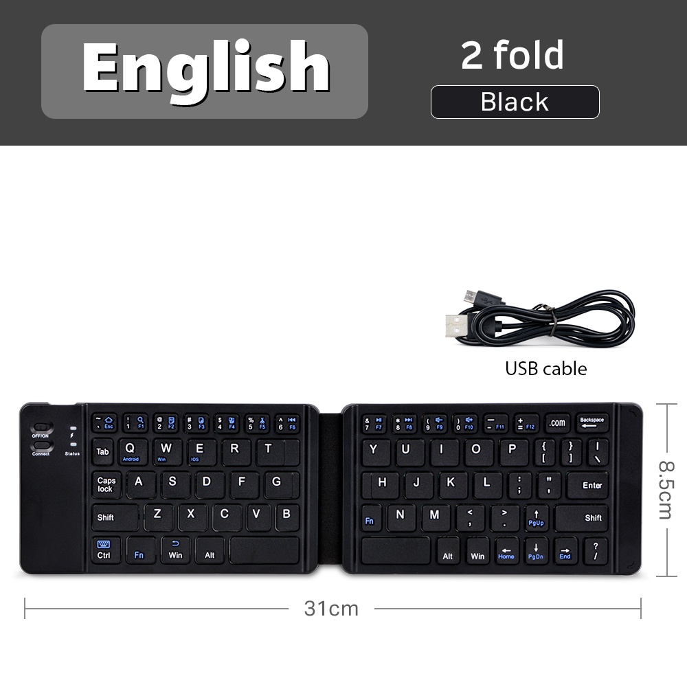 Mini Teclado Plegable Inglés B033 , Con Táctil Inalámbrico compatible Con Bluetooth Para ipad ...
