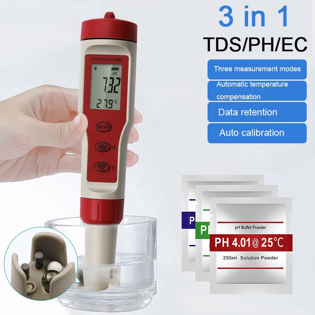 Probador De PH 5 En 1 TDS/EC/Salinidad/Medidor De Temperatura Digital Monitor De Calidad Del ...