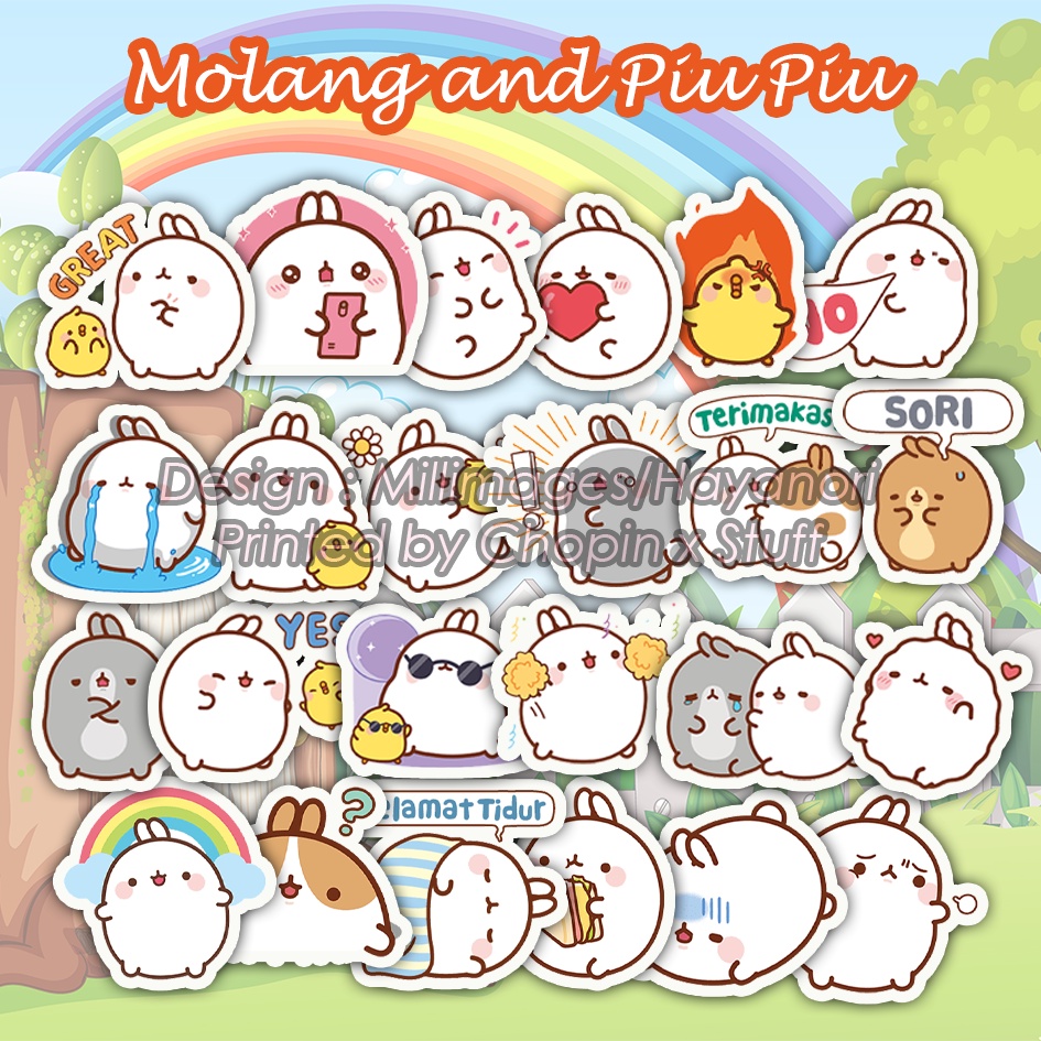 Paquete de pegatinas Molang y Piu Piu/paquete pegajoso lindo conejo y ...