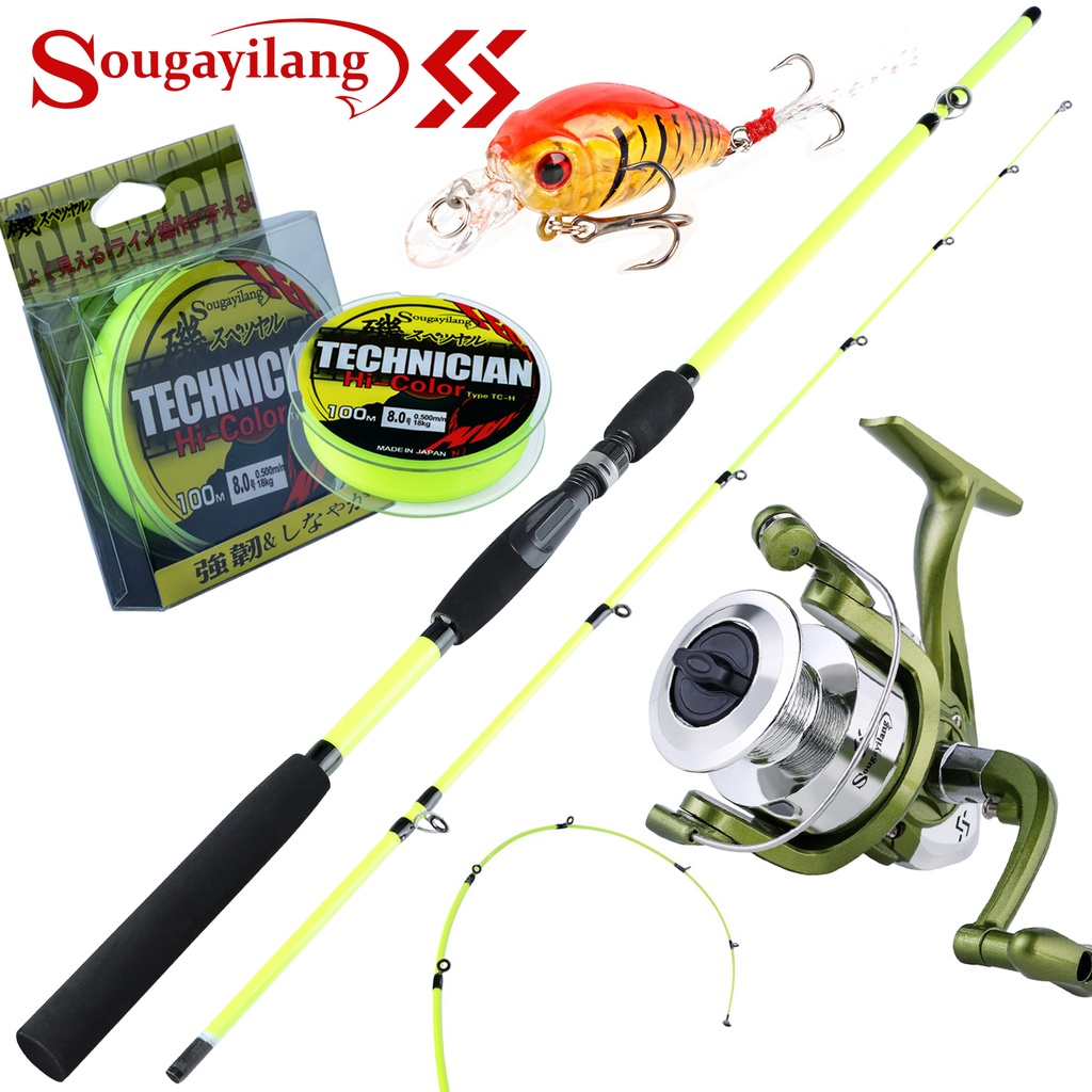 Sougayilang Caña De Pescar Y Carrete Set 1.8M M Potencia Portátil 2 Secciones Giratoria Con De ...