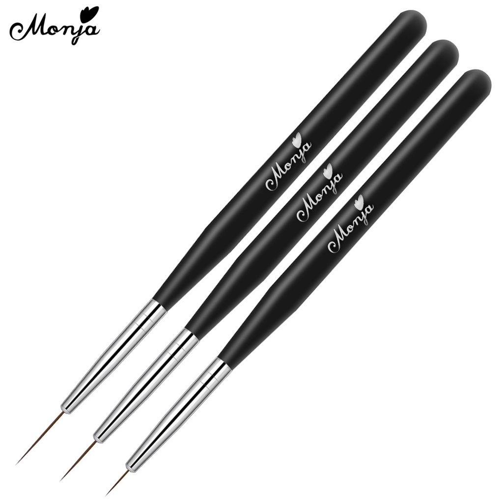 Monja 3 Piezas/Set 8/12/17mm Nail Art Liner Pincel De Pintura Rayas ...