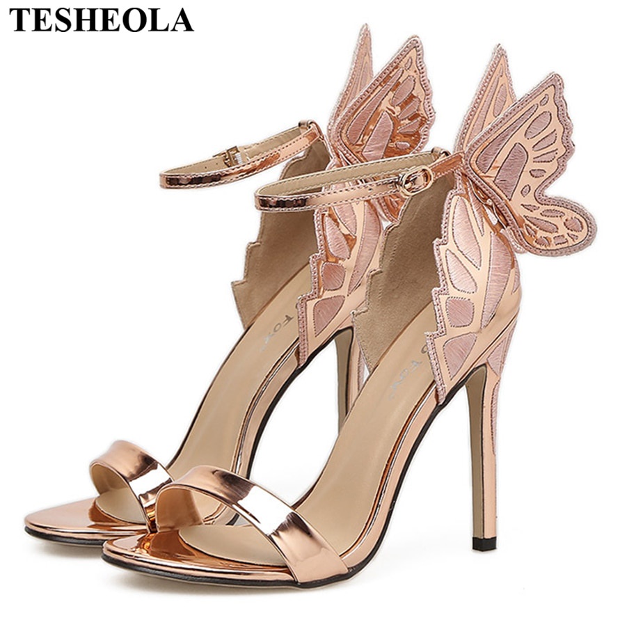 Nuevo Diseño De Alas De Mariposa Sandalias De Las Mujeres Sexy Stiletto ...