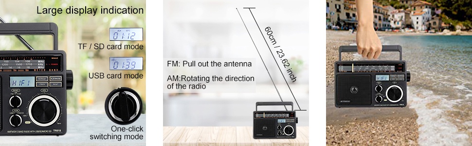 Retekess TR618 Receptor De Radio Portátil FM AM SW Con Reproductor MP3 ...
