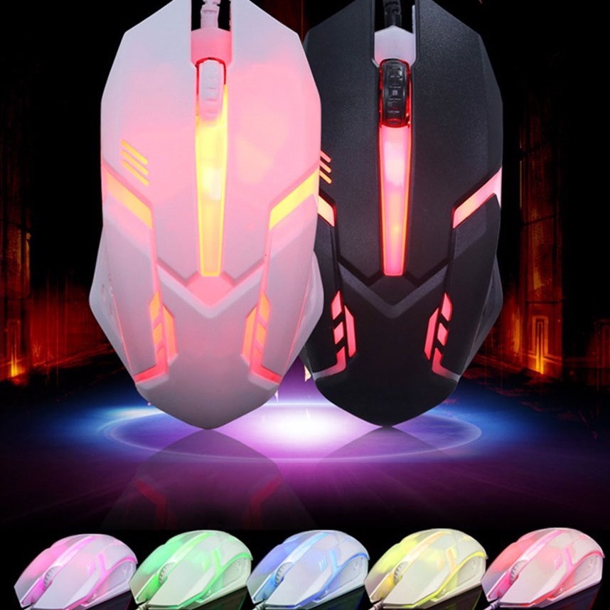 JTKE S1 Ratón Con Cable Con Luz Led De 7 Colores Ratones Ópticos Para ...