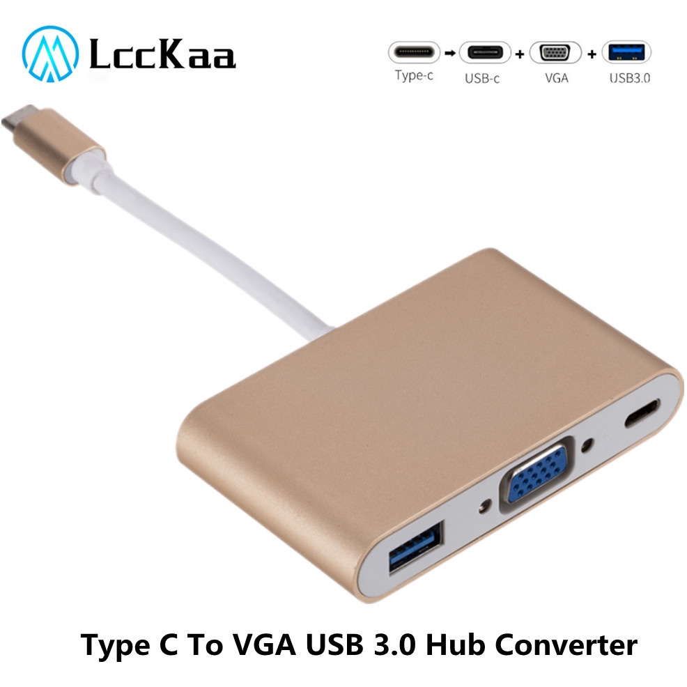 USB C A VGA 3.0 Hub Adaptador 3 En 1 Multipuerto Tipo Cable Convertidor ...