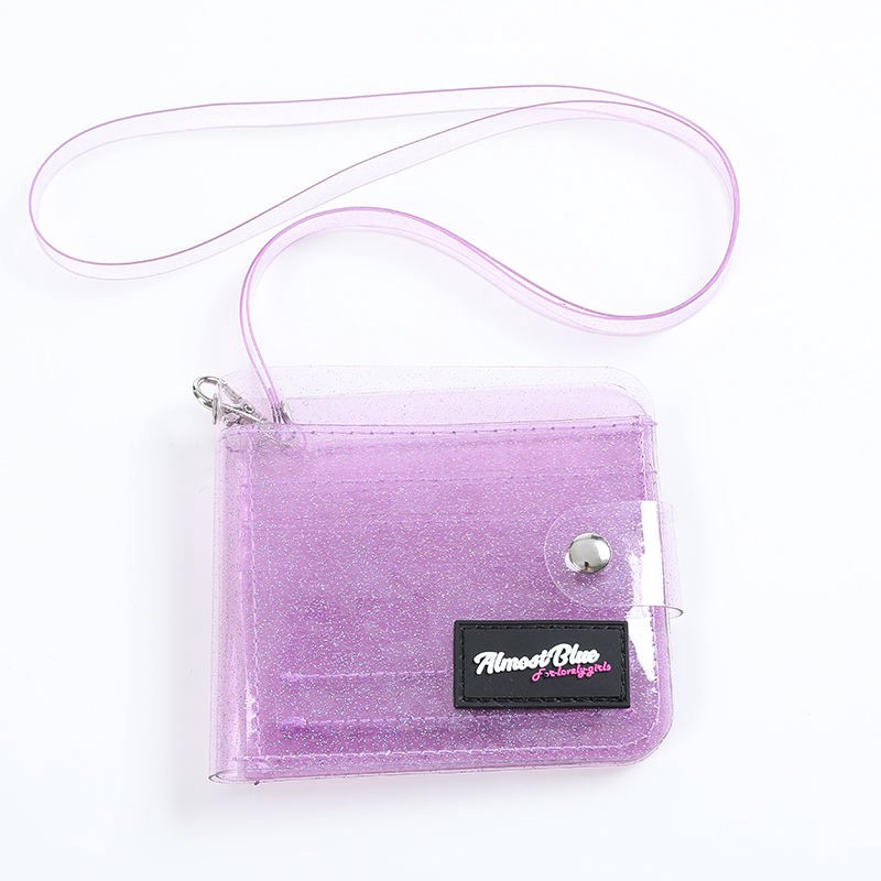 Moda Transparente PVC Cartera Niña Corazón Cordón De Color Sólido ...
