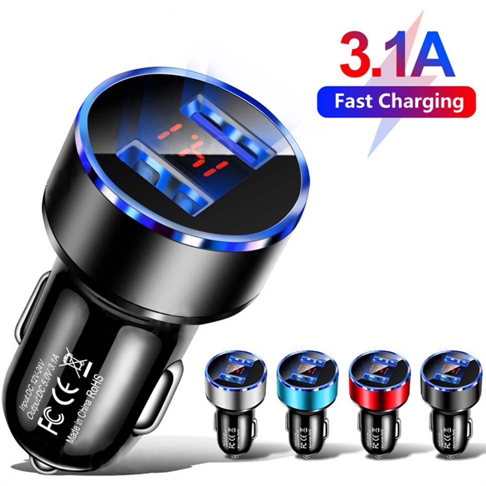 JTKE 2 Puertos USB Cargador De Coche LCD Medidor De Voltaje Pantalla 3.1A 12-24V Adaptador De ...