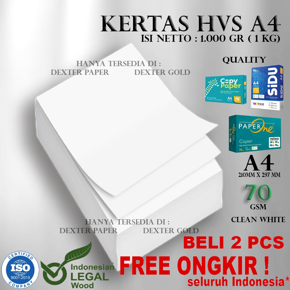 Papel A4 70GR/HVS A4 papel 70GSM contenido neto 1KG (1000 gramos) | Shopee México
