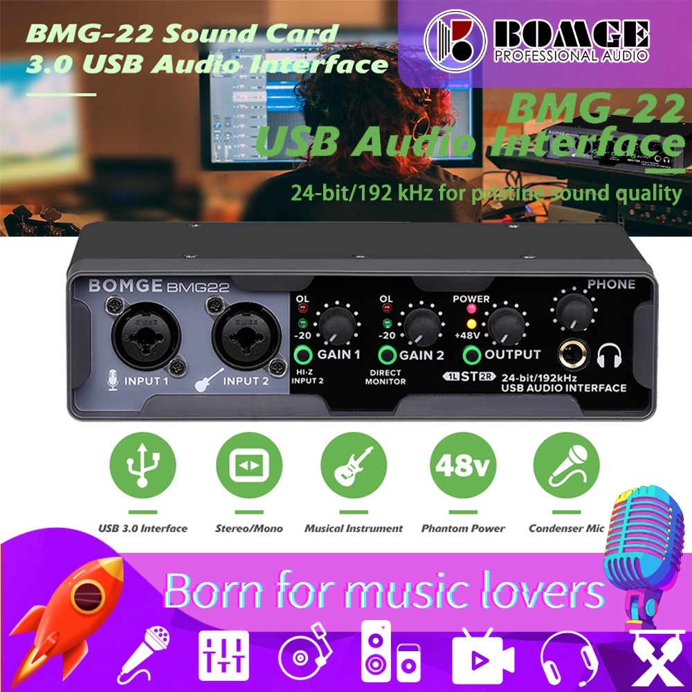 BOMGE Interfaz De Audio USB (24 bit/192 kHz) Con XLR , Alimentación ...