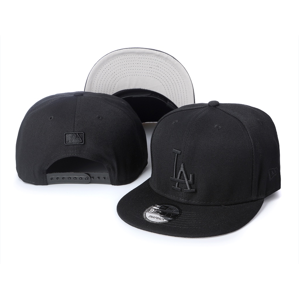 MLB Dodgers LA Black Sombrero De Ala Plana Gris Fondo Ancho Ancha ...