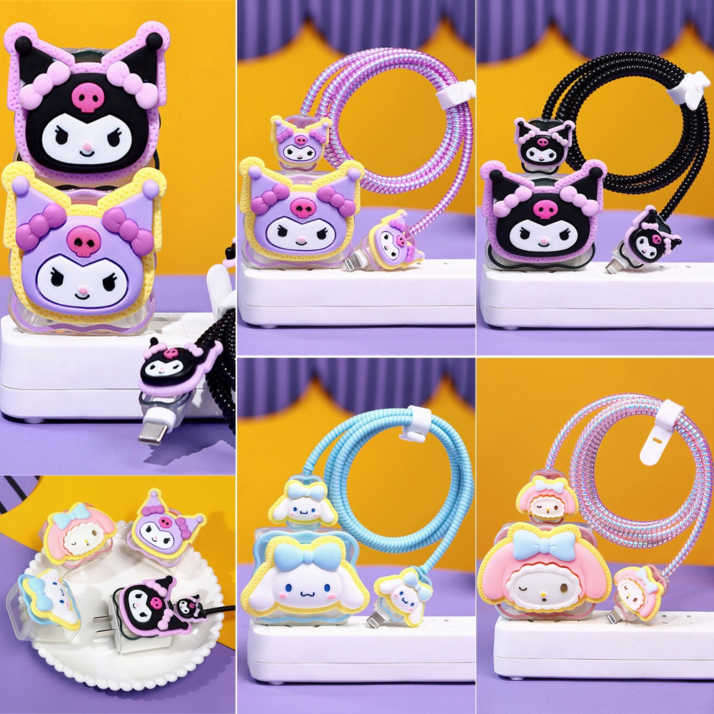 DIY Cartoon Sanrio Cable De Datos Cabeza De Carga Funda Protectora ...
