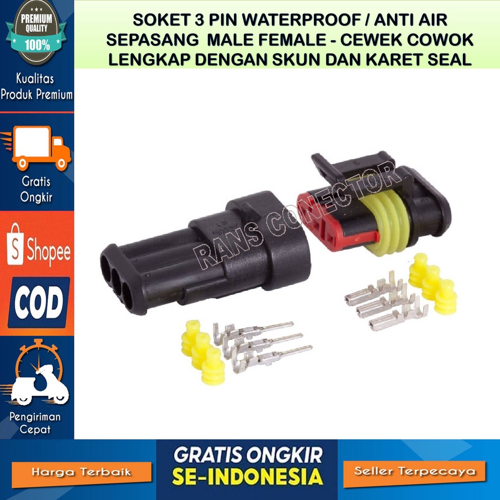 DLC Vespa Macho Hembra Socket/reset connector-2 Pines Impermeable Cable ...