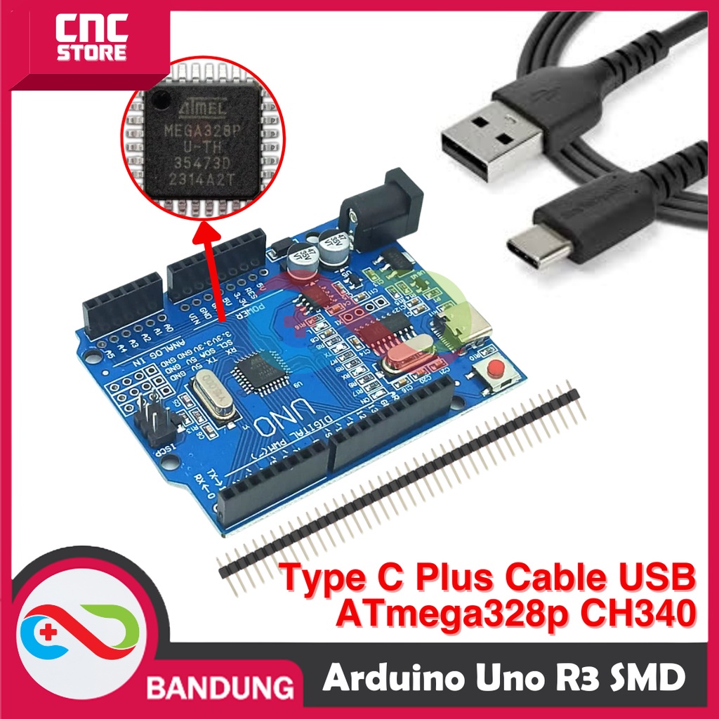 Arduino UNO R3 ATMEGA328P SMD CH340 ATMEGA328P Tipo-C Más Cable De Datos | Shopee México