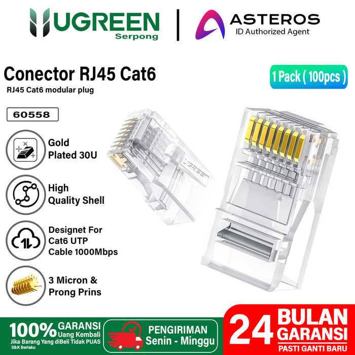 Conector Ugreen RJ45 Cat5e Cat 6 UTP Ethernet Modular Gigabit 100 ...