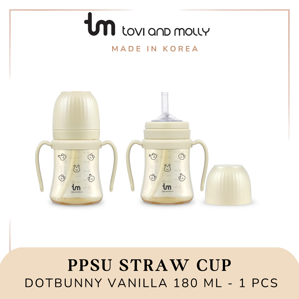 TM Tovi Y Molly Vaso De Paja Conejito Vainilla 180 ml PPSU/Hecho En Corea/Entrenamiento Para ...