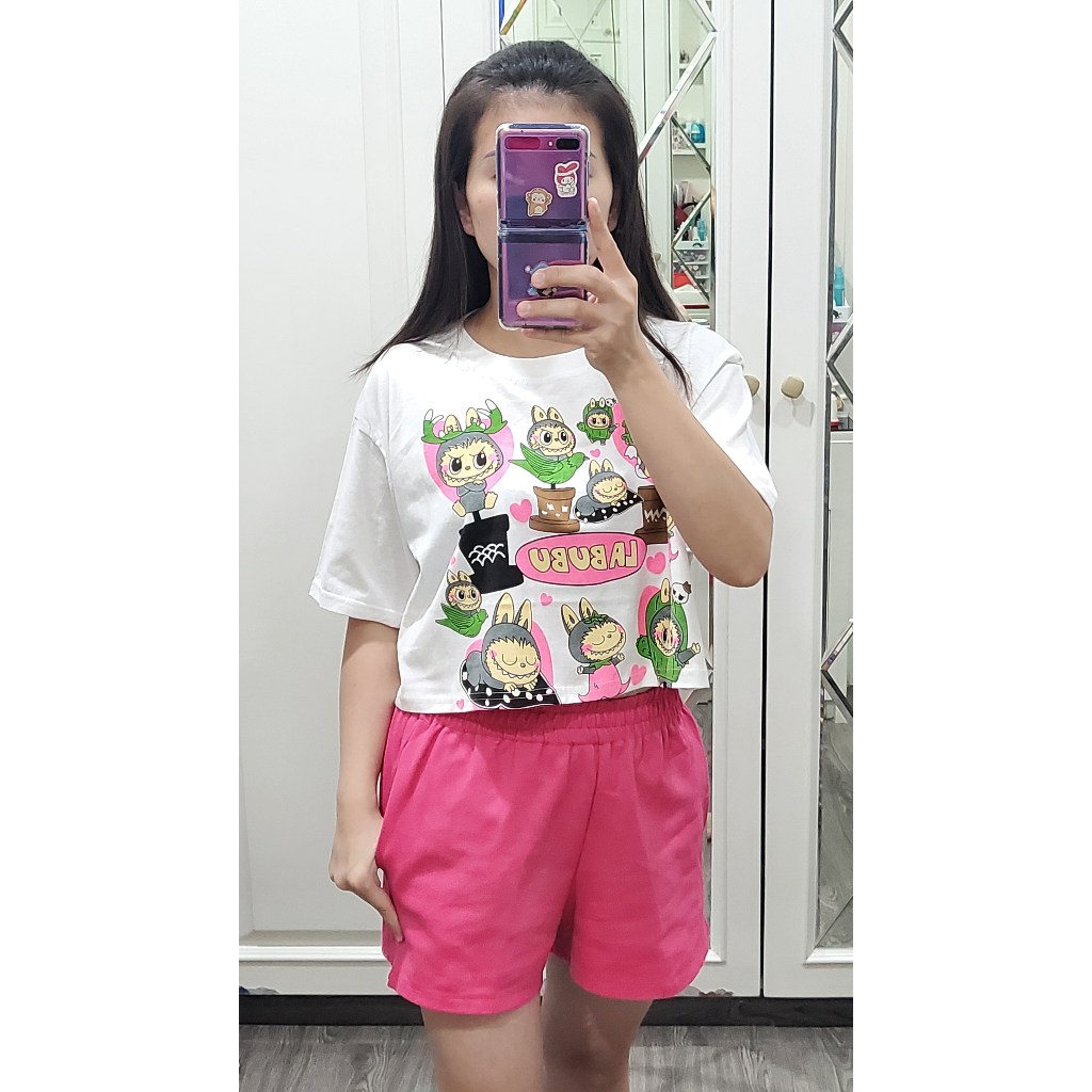 Camiseta De Mujer Lindo Labubu Crop Top Personaje De Dibujos Animados ...
